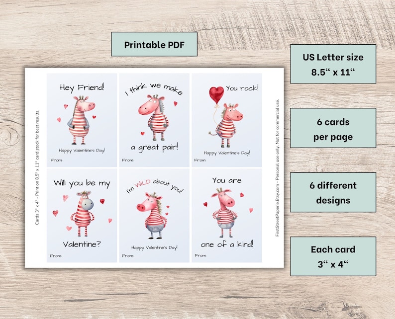 Printable Kids Valentine Cards, Classroom Valentines, Funny Animals ...