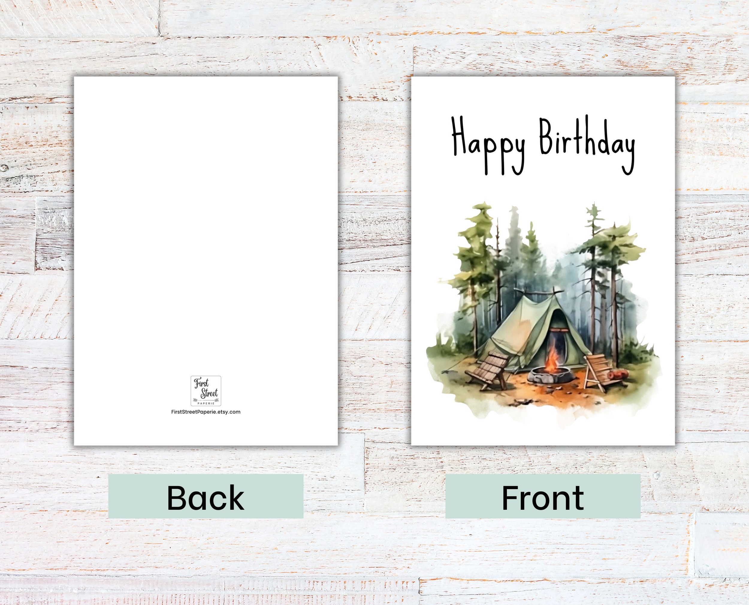 Printable Birthday Card Camping | Adventure Outdoors Card | Instant ...