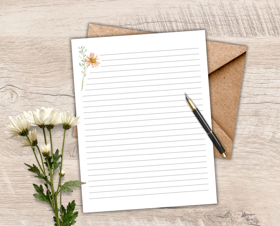 Pink Daisy Wildflower, Printable Stationery, Letter Writing Paper ...