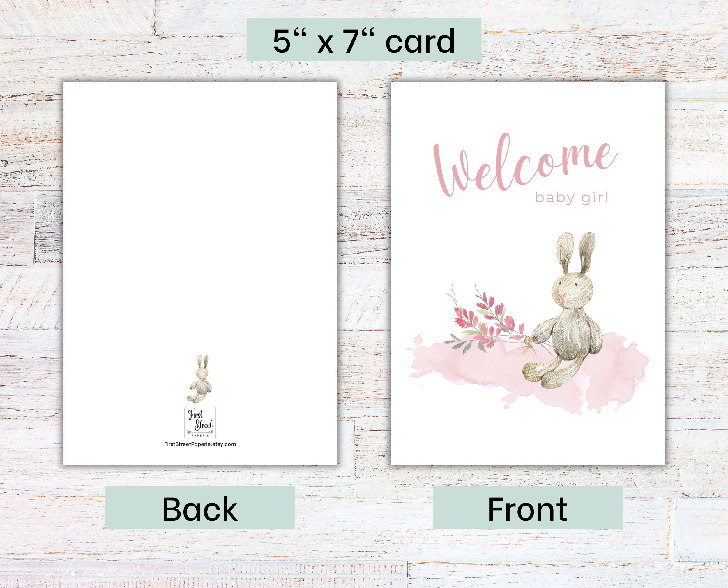 Baby Card Printable Baby Shower Welcome Baby Girl Instant - Etsy
