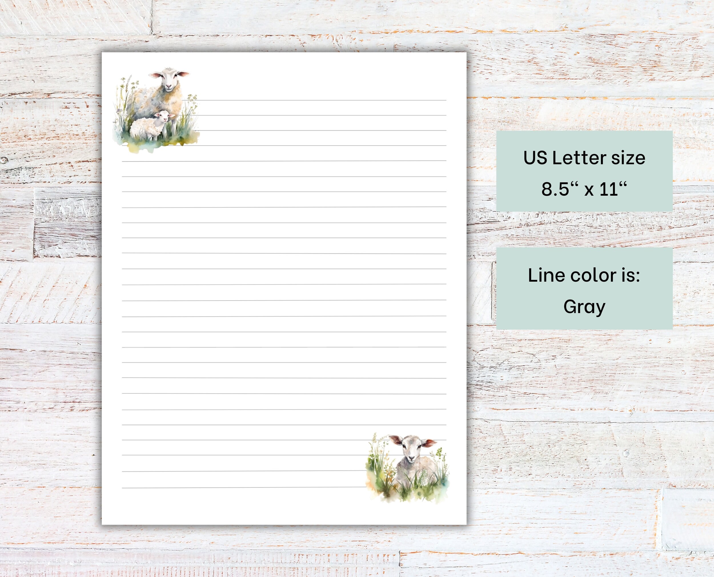 Printable Sheep Stationery | Letter Writing Paper | Lined and Unlined ...