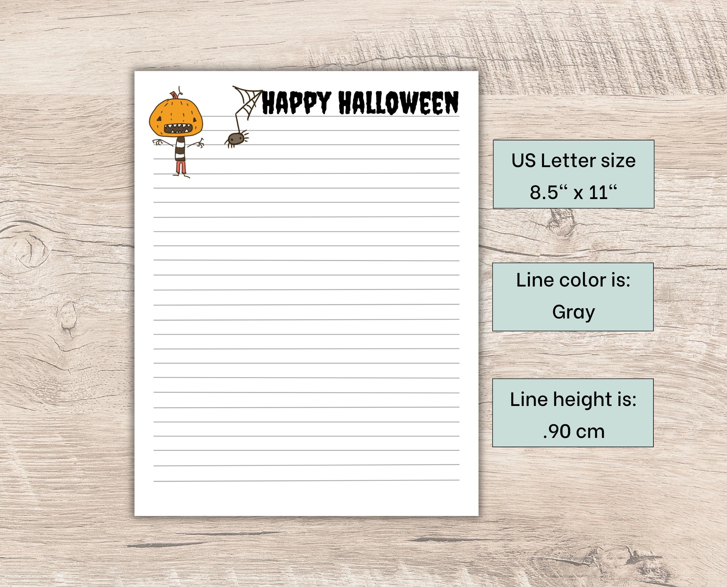 Printable Halloween Writing Paper Pumpkin Head Funny Monster Writing ...