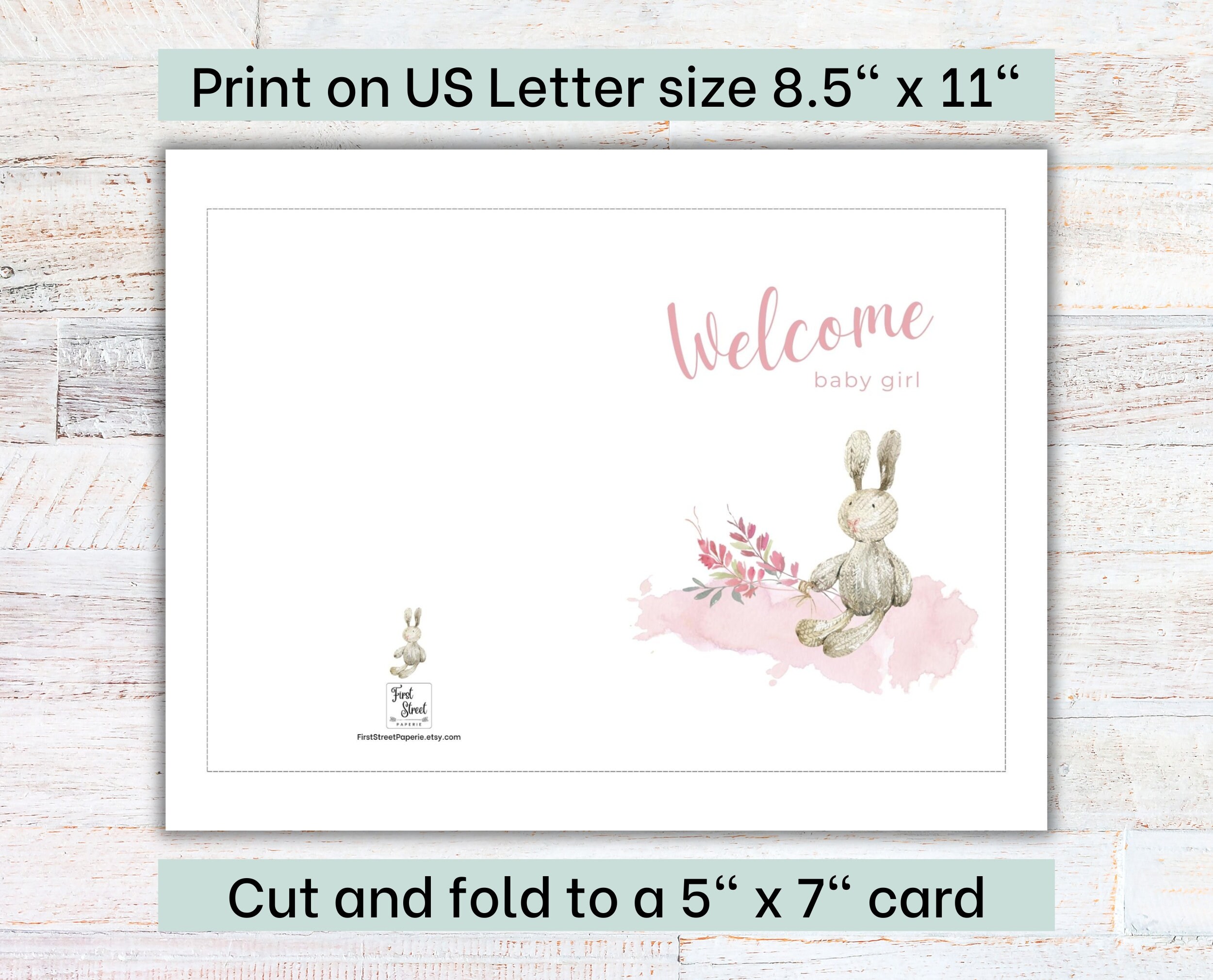 Baby Card Printable Baby Shower Welcome Baby Girl Instant - Etsy