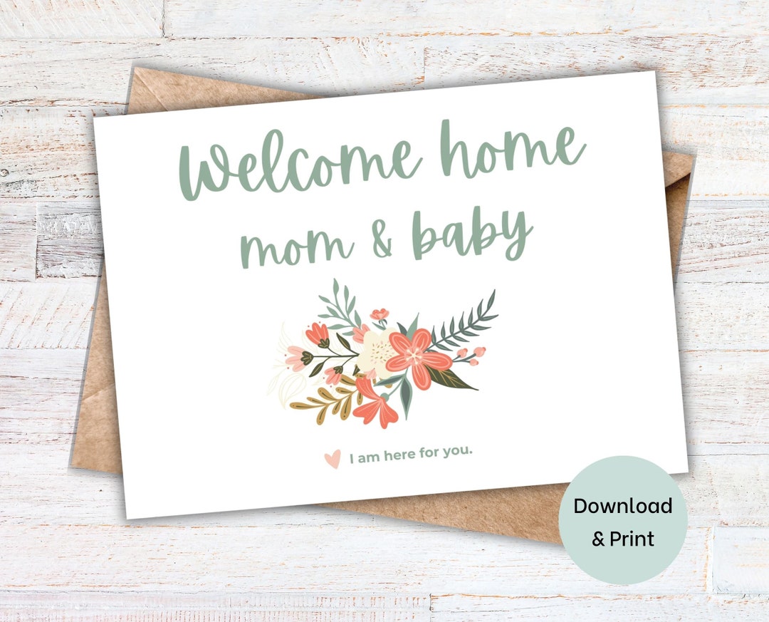 New Baby Card. Postpartum Card Printable. Welcome Home Mom and - Etsy