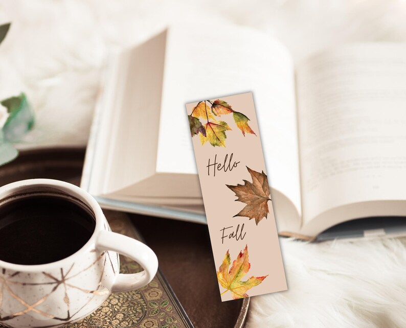 Fall Bookmarks Printable Gift for Book Lover, Autumn Watercolor Leaves ...