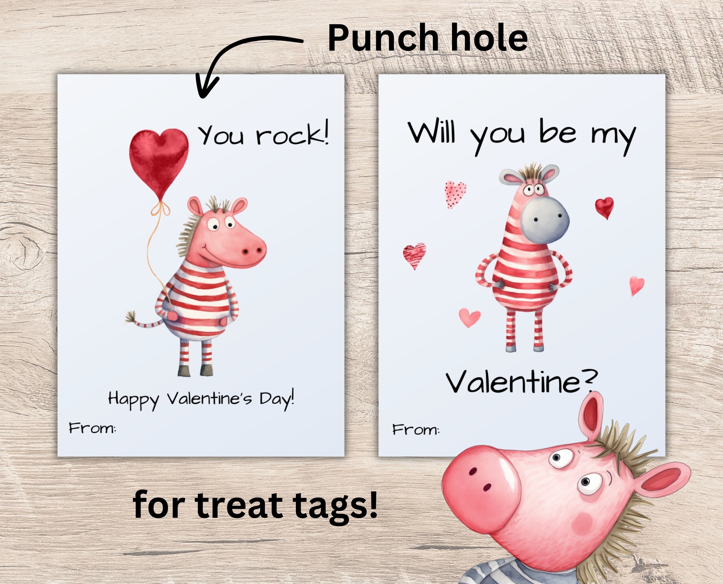 Printable Kids Valentine Cards, Classroom Valentines, Funny Animals ...