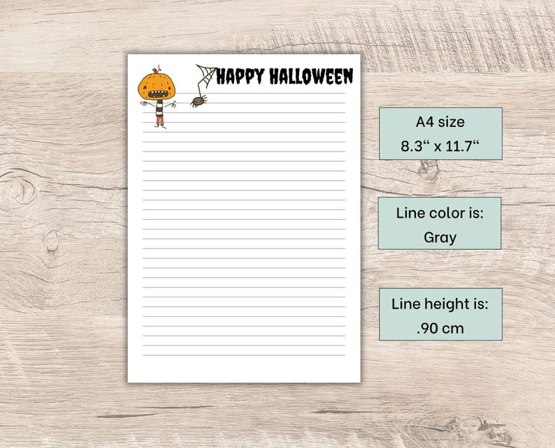 Printable Halloween Writing Paper Pumpkin Head Funny Monster Writing ...