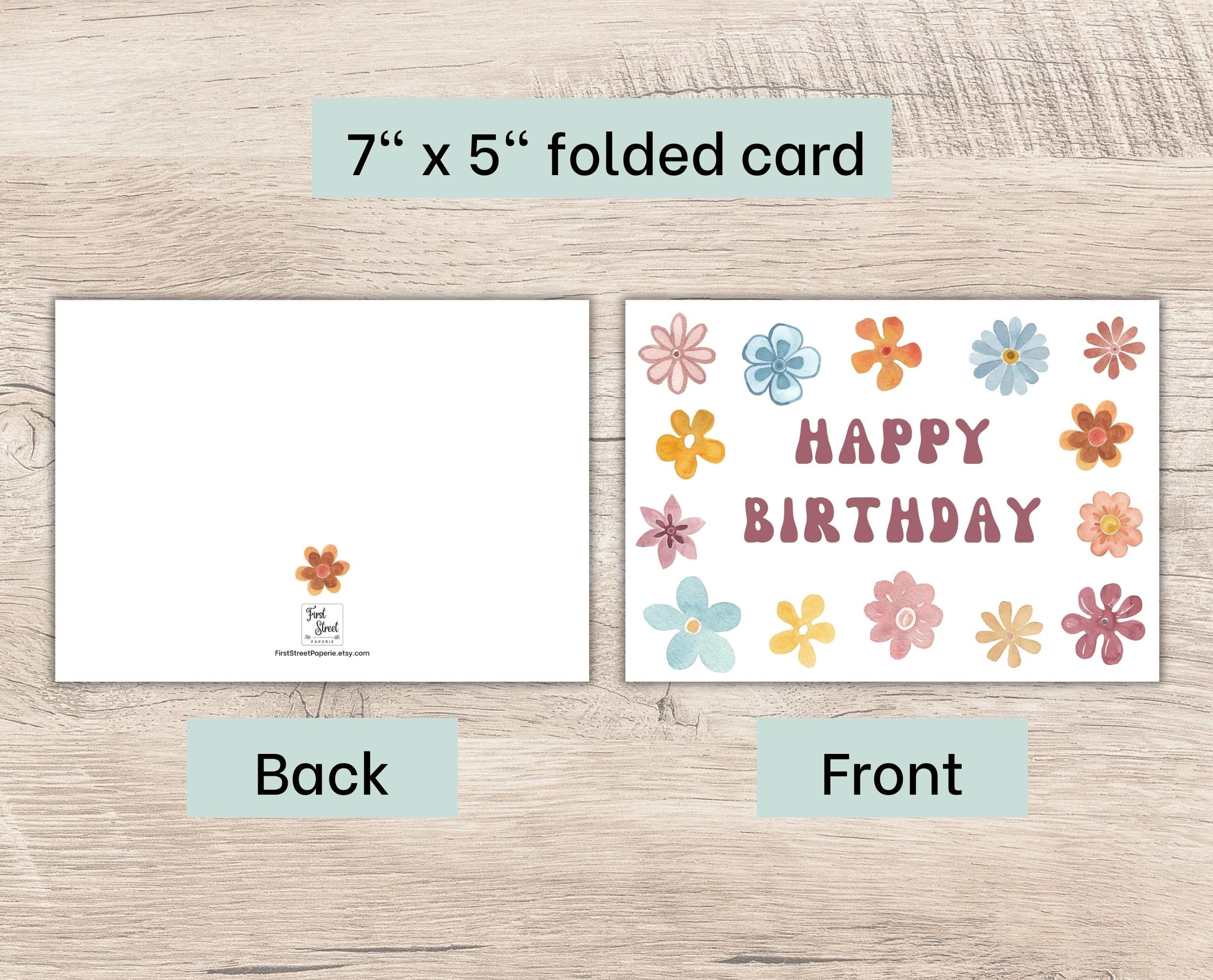 Retro Birthday Card Printable. Cute Retro Floral Design. Groovy Retro ...