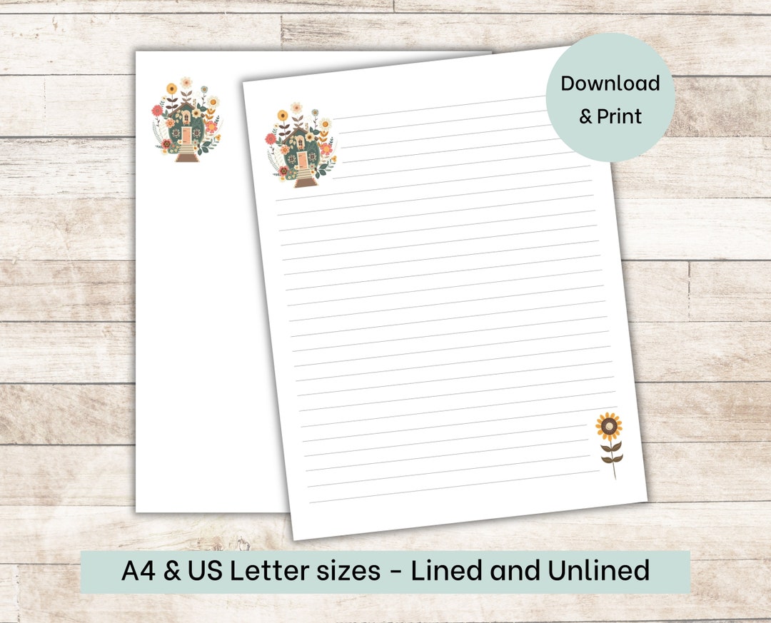 Printable Stationery, Cottagecore Flower Garden Home, US Letter, A4 ...
