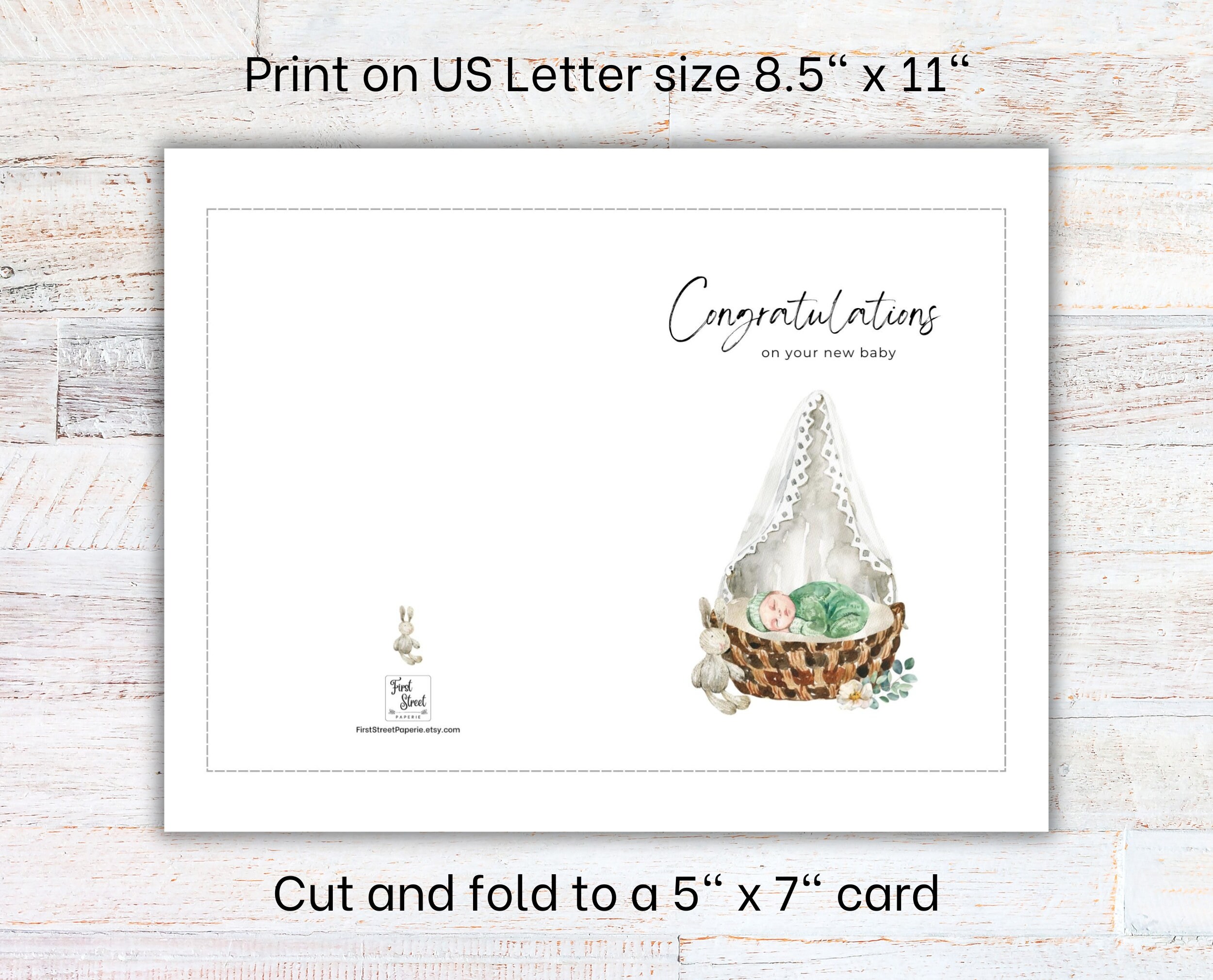 Baby Card Printable Baby Shower Card Congratulations New Baby Card ...
