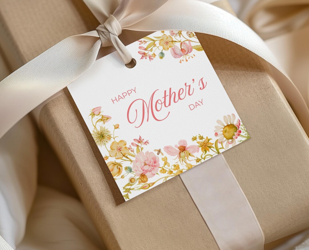 Mother's Day Gift Tags, Printable Mother's Day Favor Tags, Pink Floral ...