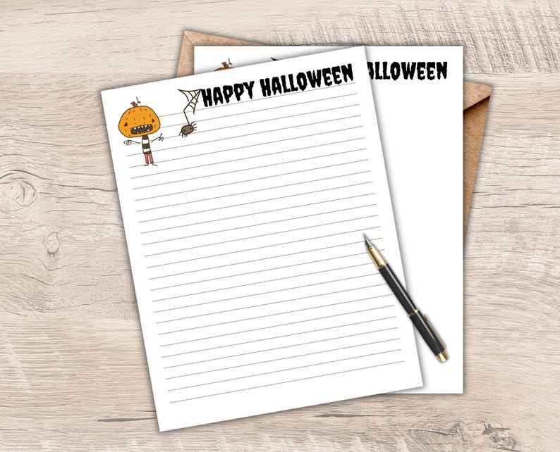Printable Halloween Writing Paper Pumpkin Head Funny Monster Writing ...