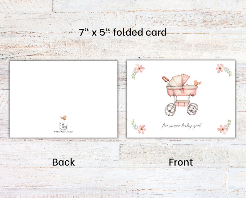 Printable Baby Card for Girl Baby Shower, Instant Download Greeting ...