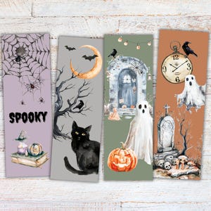 Halloween Printable Bookmarks, Collection of Spooky Ghosts, Black Cat ...