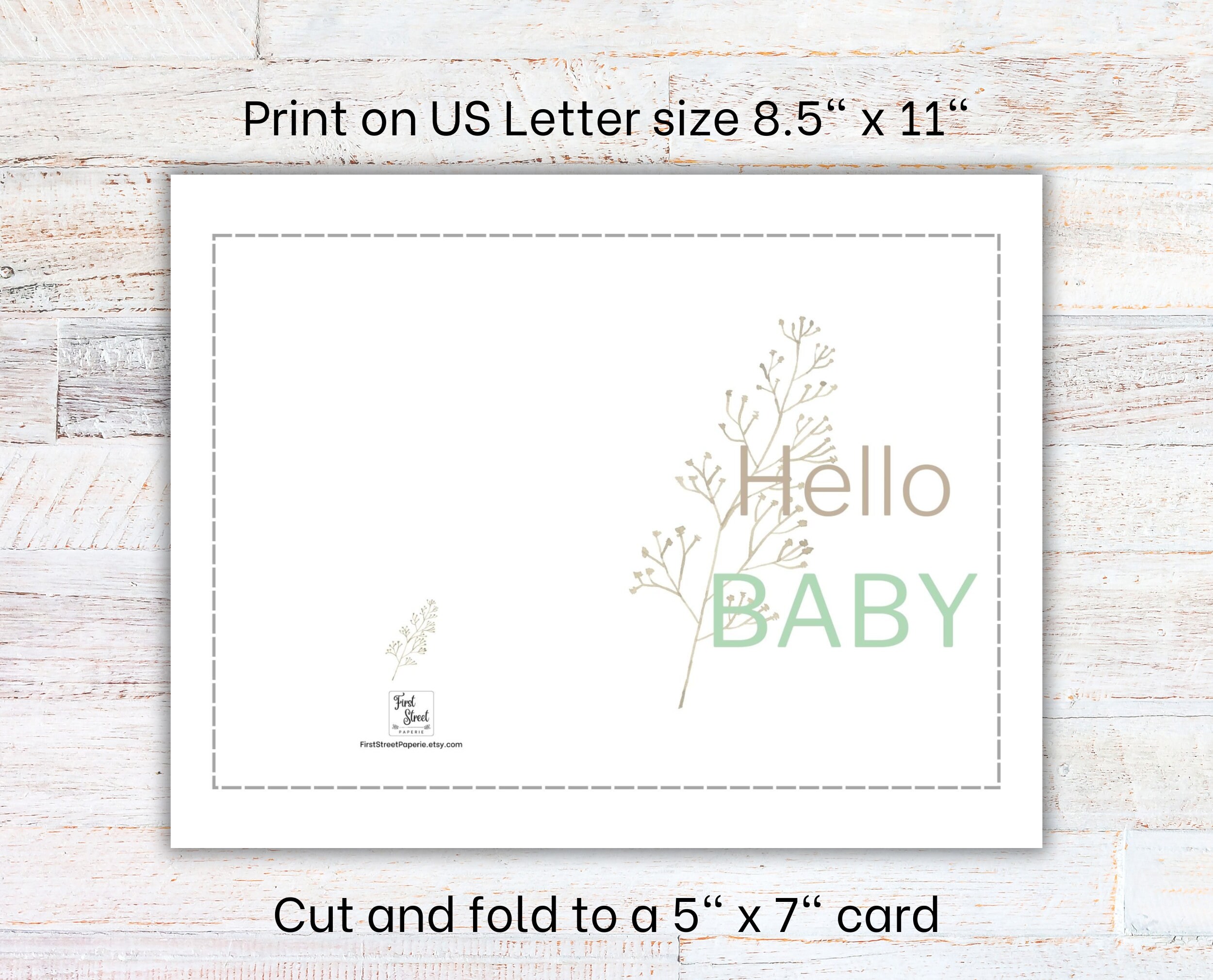Baby Shower Card Printable, Gender Neutral Baby Congratulations, Hello ...