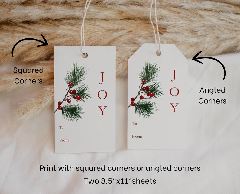 Printable Christmas Tag, to From Gift Tags, Red Berries and Greenery ...