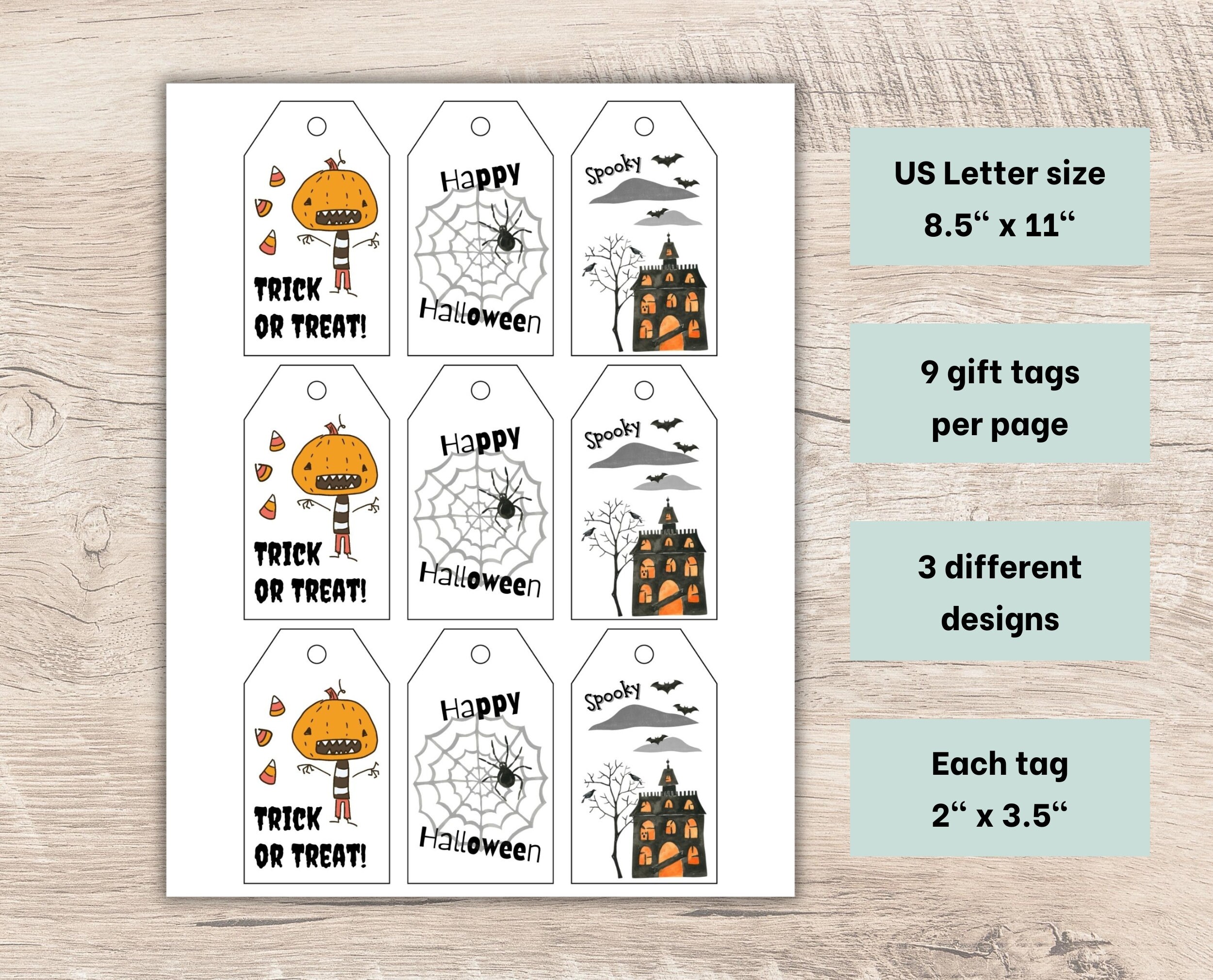 Halloween Treat Tags Printable Trick or Treat Bag Tags Halloween Party ...