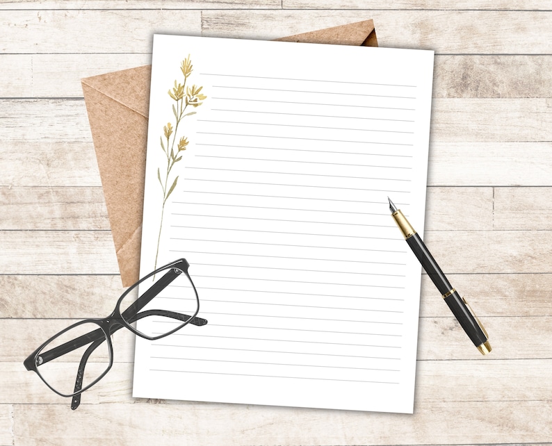 Printable Stationery, Yellow Wildflowers, A4, US Letter 8.5x11 In ...