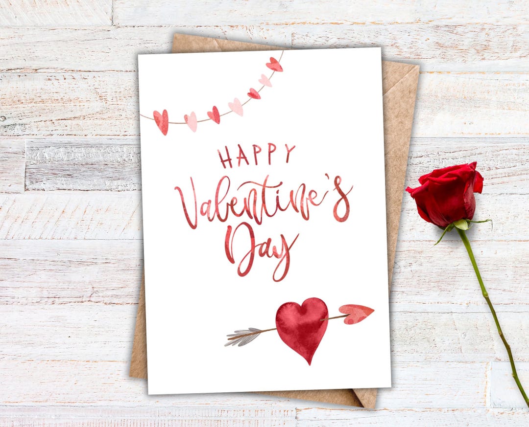 Valentine Greeting Card, Printable Valentine, Red Pink Hearts ...