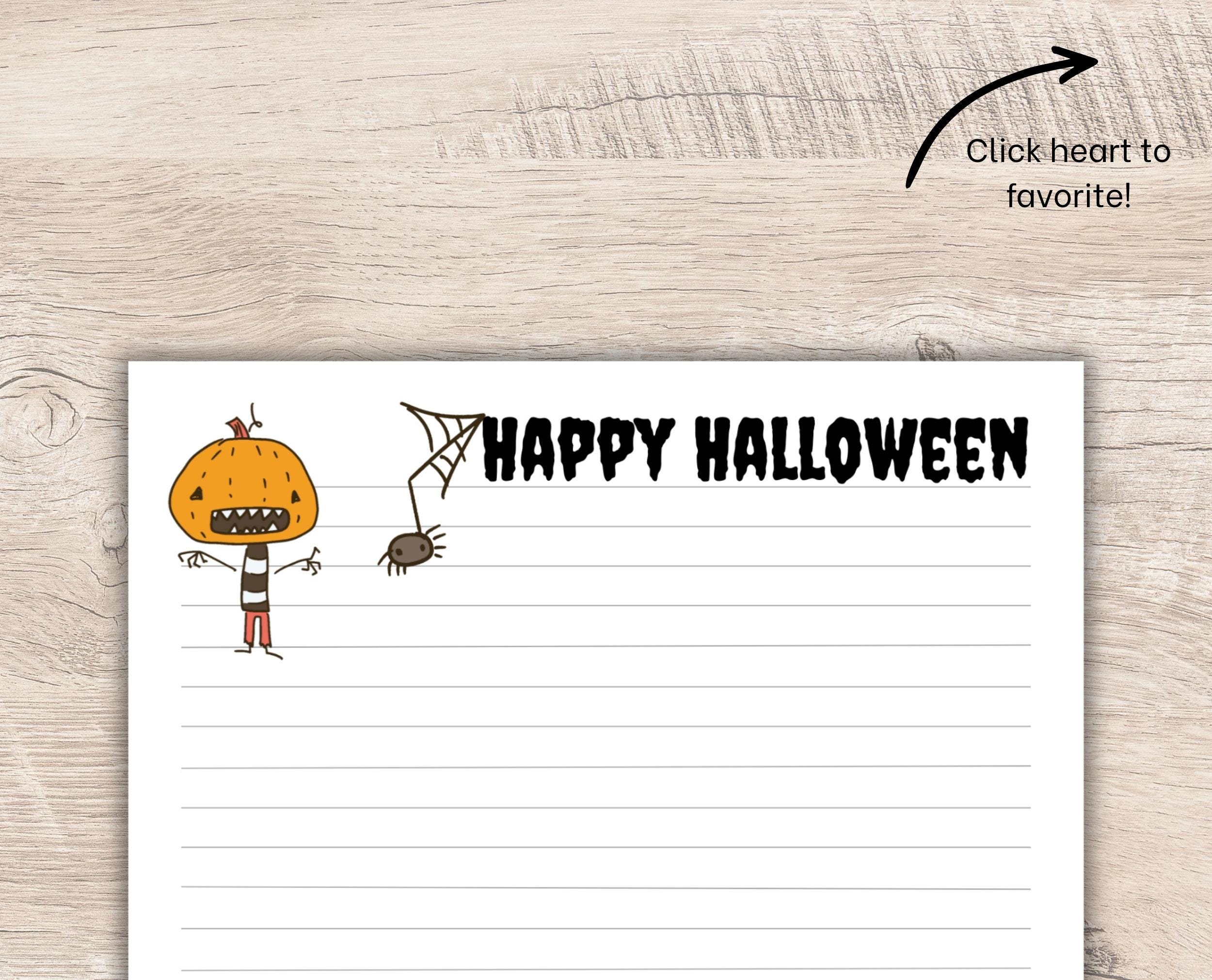 Printable Halloween Writing Paper Pumpkin Head Funny Monster Writing ...