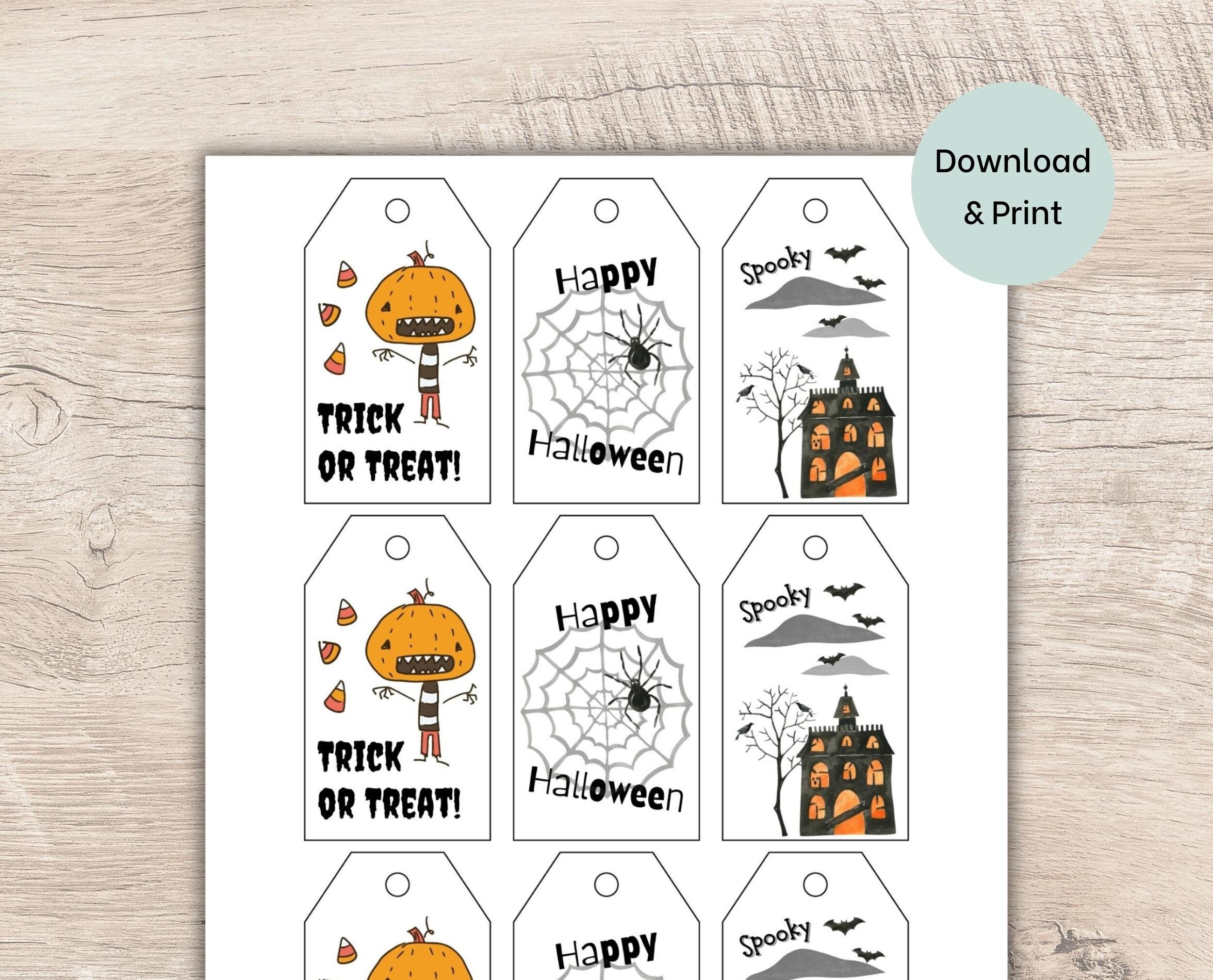 Halloween Treat Tags Printable Trick or Treat Bag Tags Halloween Party ...