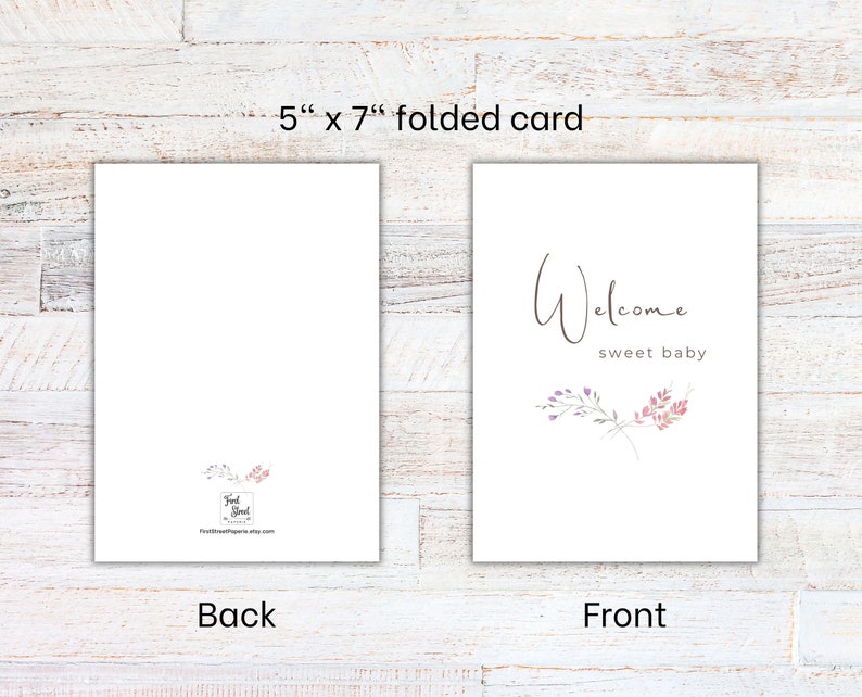 Baby Card Printable Baby Shower Card Welcome Baby Card Instant Download ...
