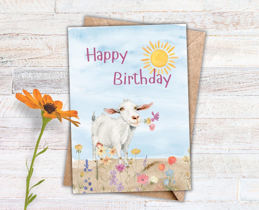 Goat Birthday Card, Farm Animal Card, Happy Birthday, Cute Birthday ...