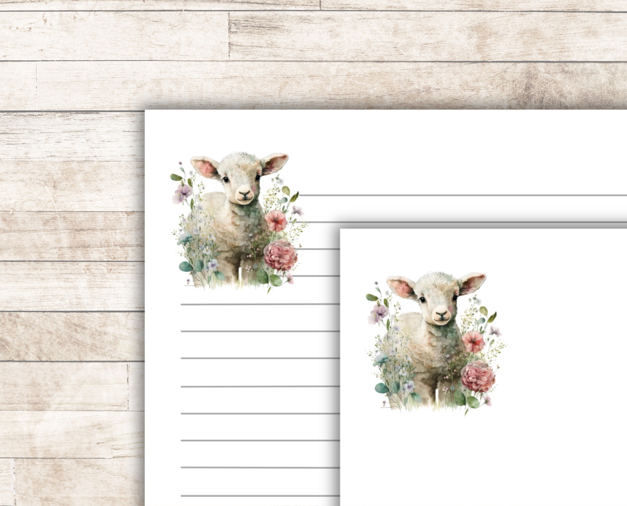 Sheep Printable Stationery Letter Writing Paper, US Letter 8.5x11 In ...