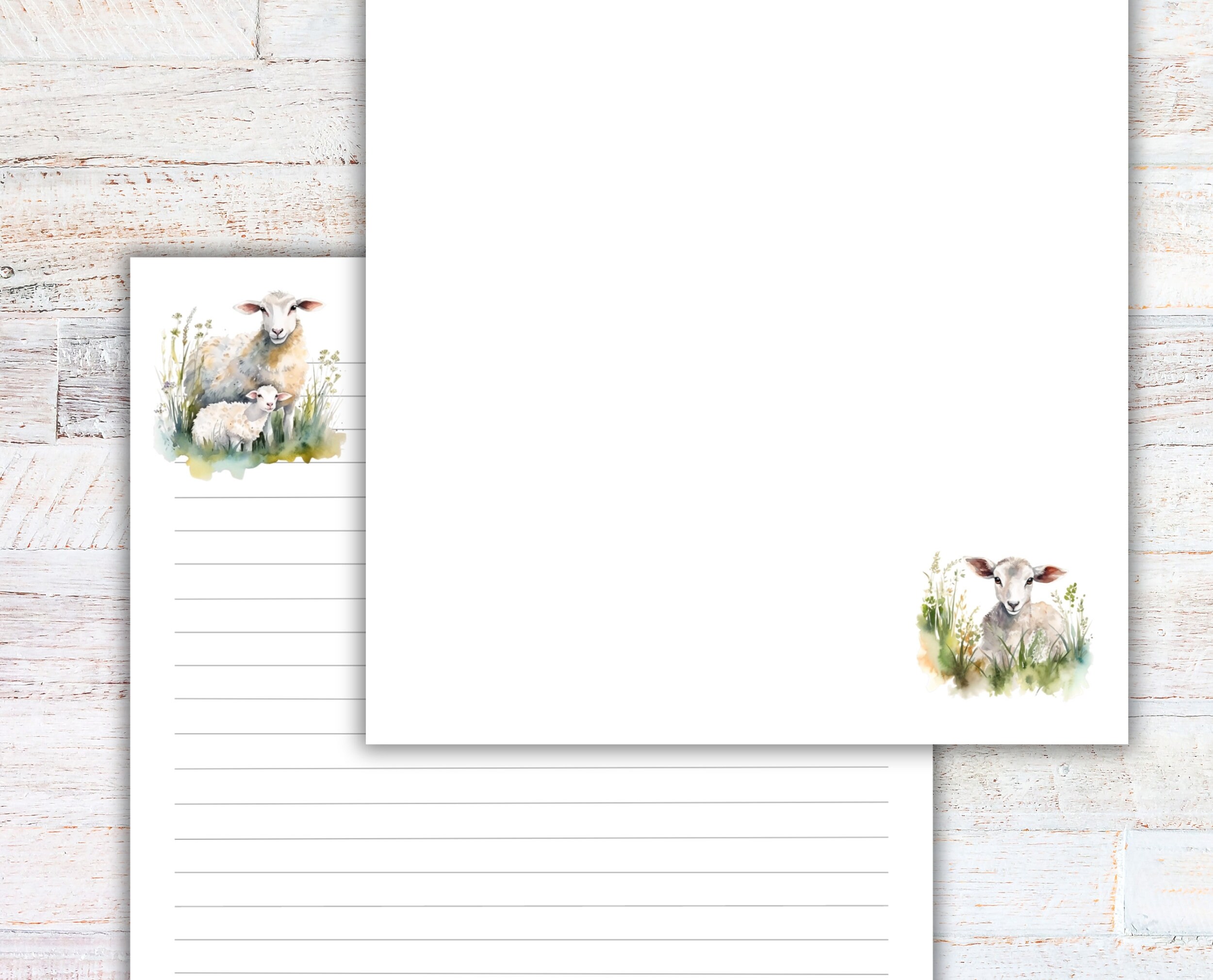 Printable Sheep Stationery | Letter Writing Paper | Lined and Unlined ...