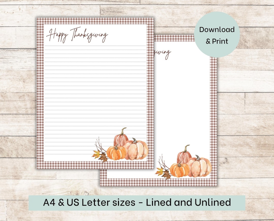 Thanksgiving Printable Stationery, Letter Writing Paper, Thanksgiving ...