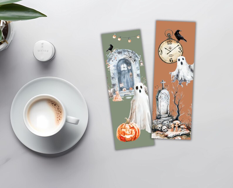 Halloween Printable Bookmarks, Collection of Spooky Ghosts, Black Cat ...