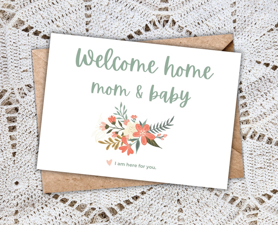 New Baby Card. Postpartum Card Printable. Welcome Home Mom and Baby ...