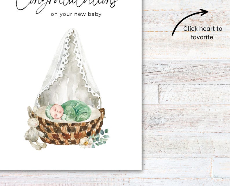 Baby Card Printable Baby Shower Card Congratulations New Baby Card ...