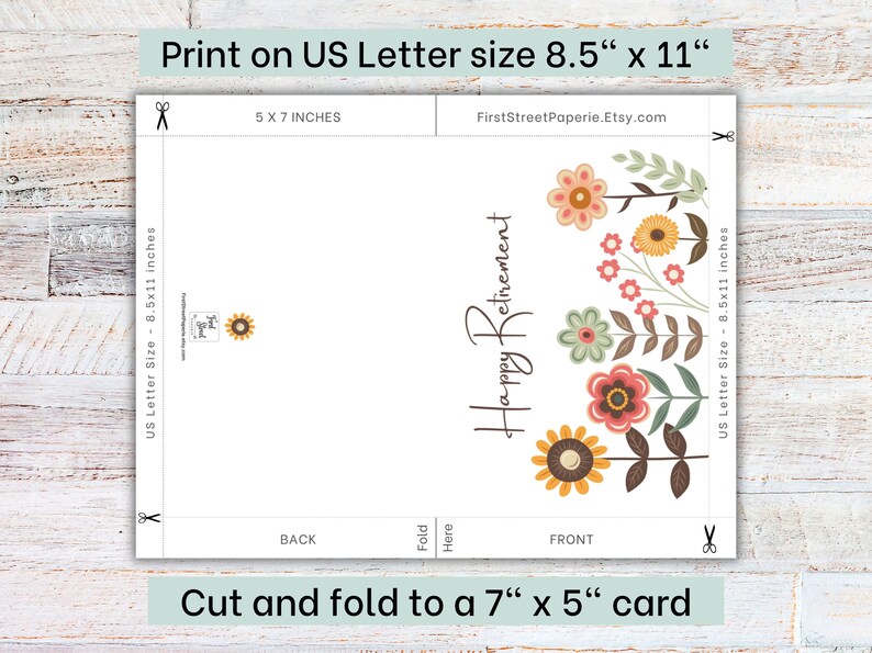 Retirement Card Printable Instant Download Floral Greeting Card, Newly ...