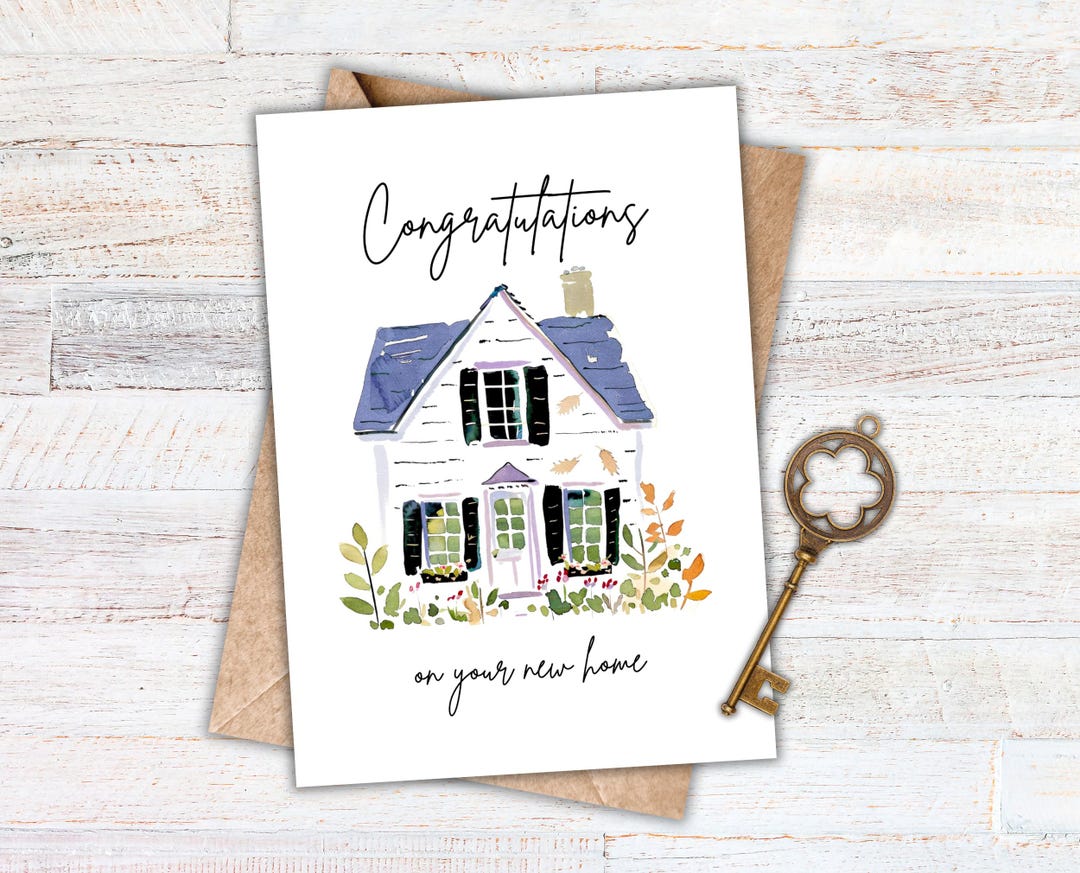 New Home Card, Printable Housewarming Card, Congratulations, First Home ...