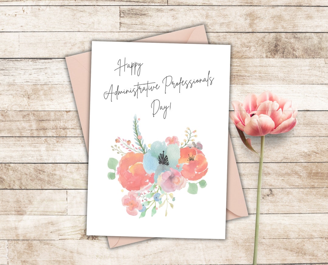 Administrative Professionals Day Greeting Card, Watercolor Floral ...