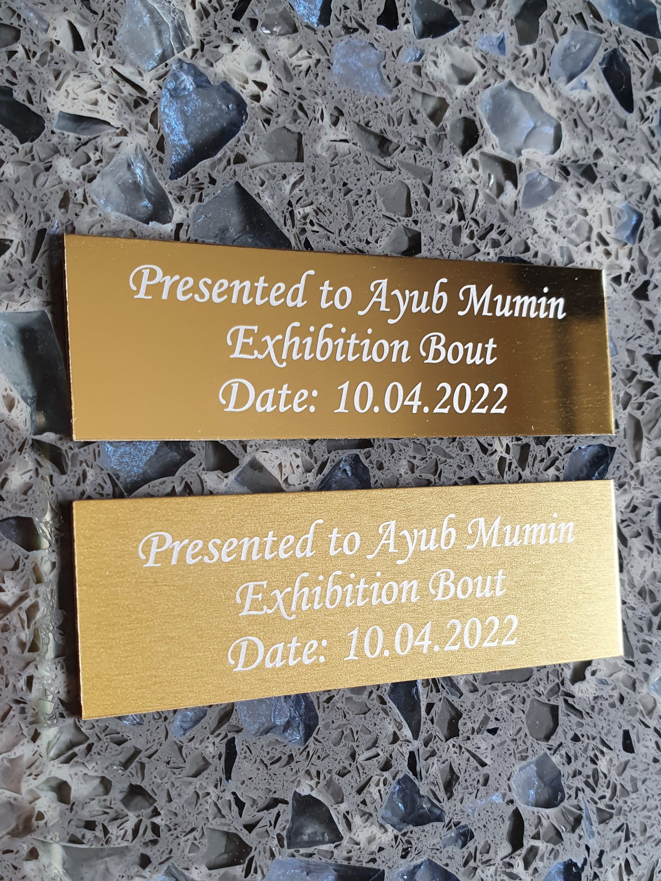 Gold Engraved Trophy Plaque Name Plate - Size 50x16mm 45x16mm -self ...