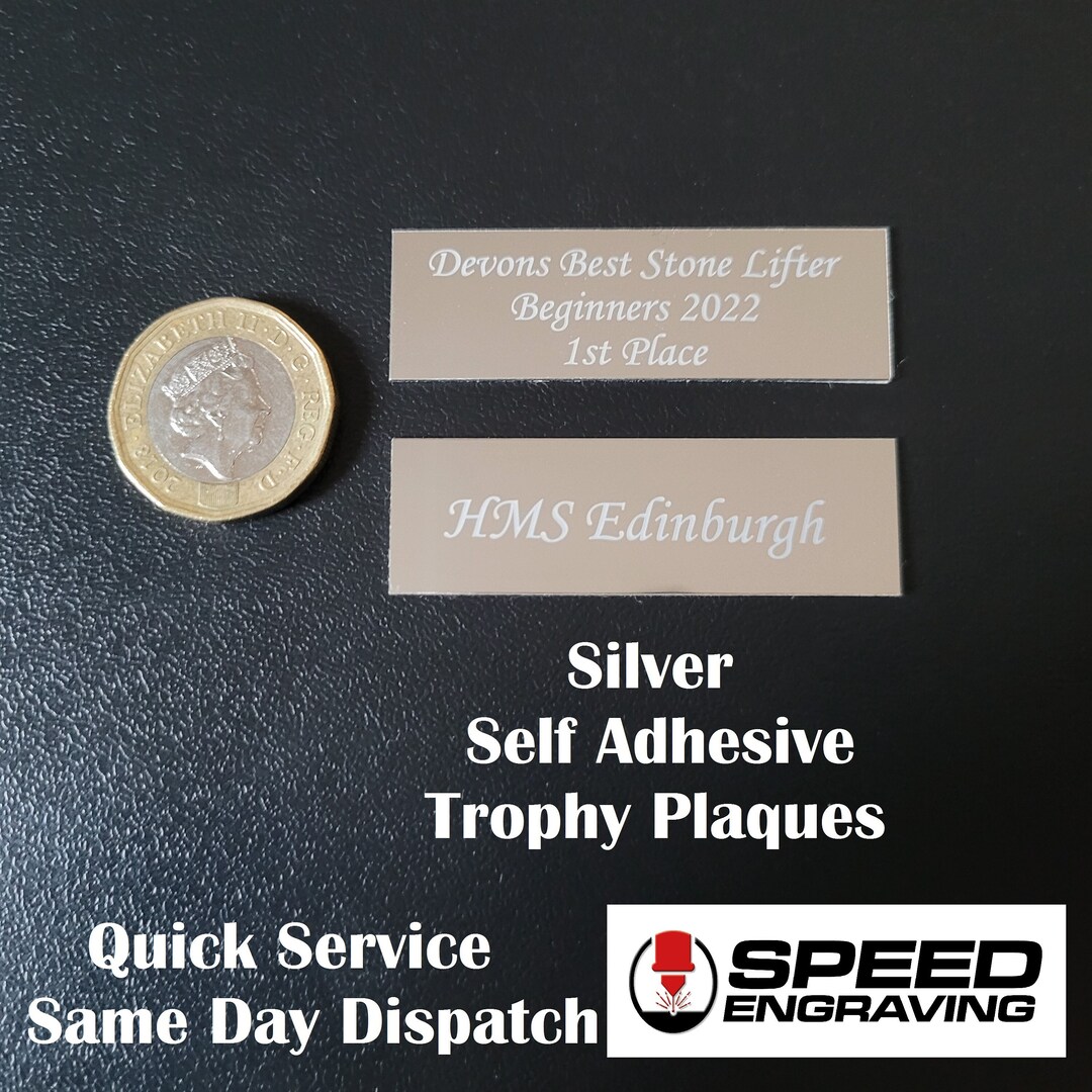 Silver Engraved Trophy Plaque Name Plate -size 50x16mm 45x16mm -self ...