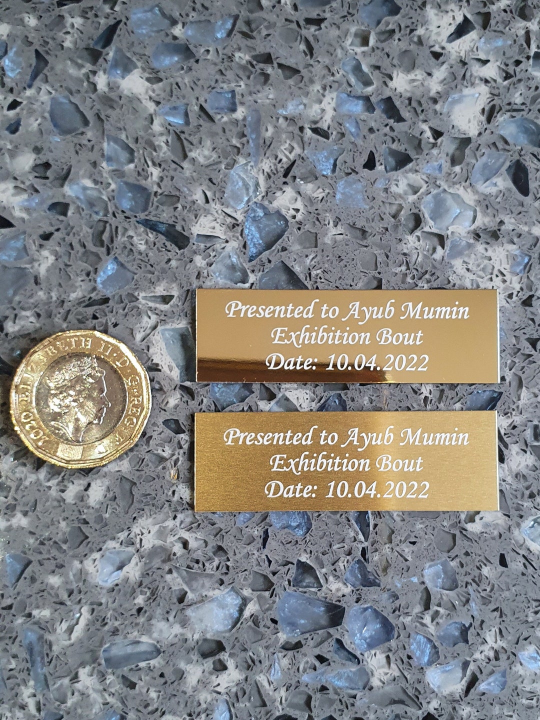 Gold Engraved Trophy Plaque Name Plate - Size 50x16mm 45x16mm -self ...