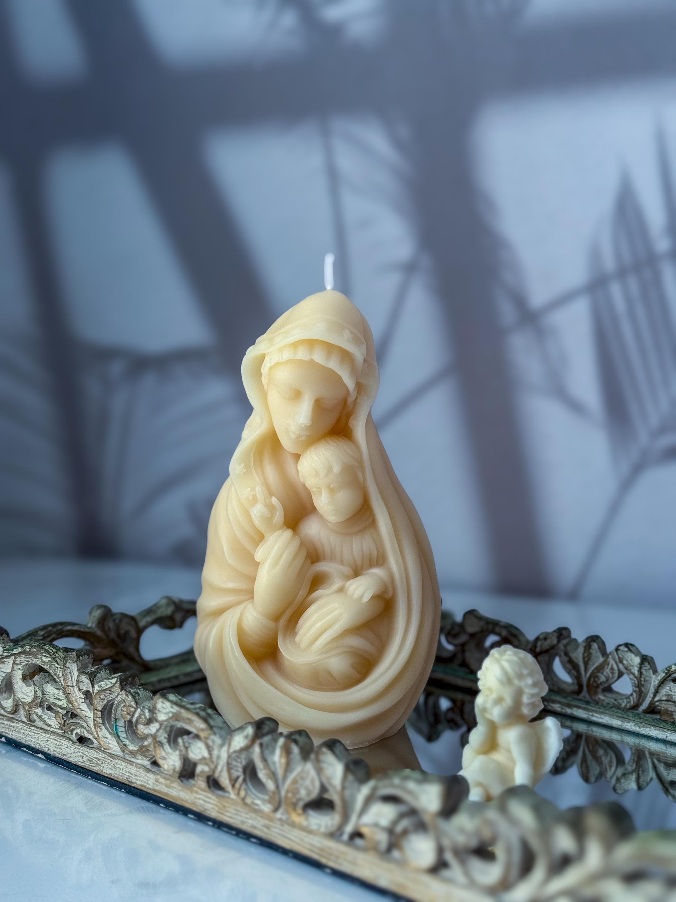 Madonna and Child Candle Statue: Handmade Soy Wax Candle - Etsy