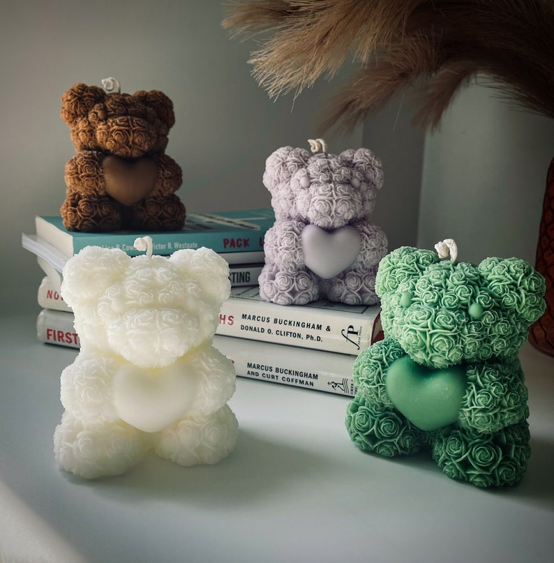 3D Rose Bear Candle / Teddy Bear / Shaped Candle /handmade Candle ...