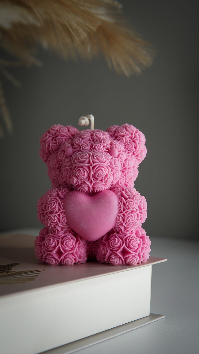 3D Rose Bear Candle / Teddy Bear / Shaped Candle /handmade Candle ...