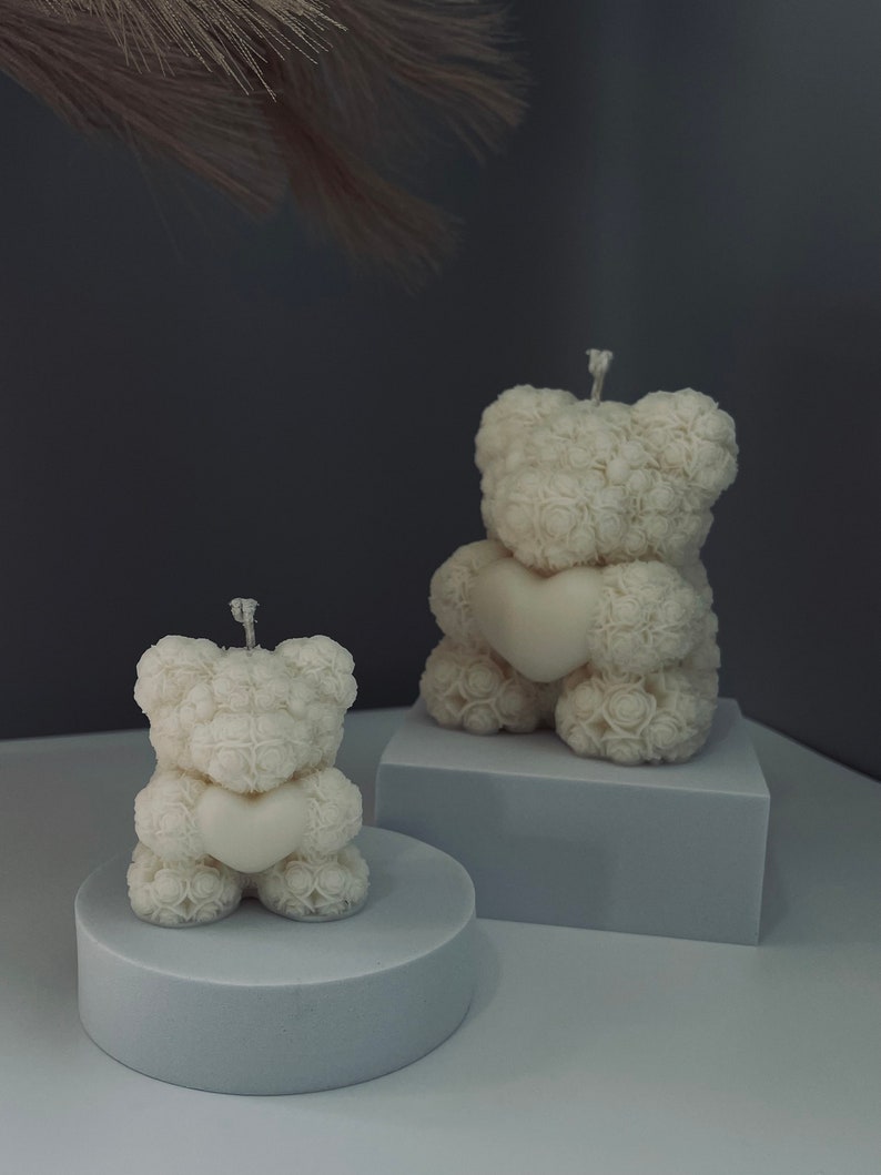 3D Rose Bear Candle / Teddy Bear / Shaped Candle /handmade Candle ...