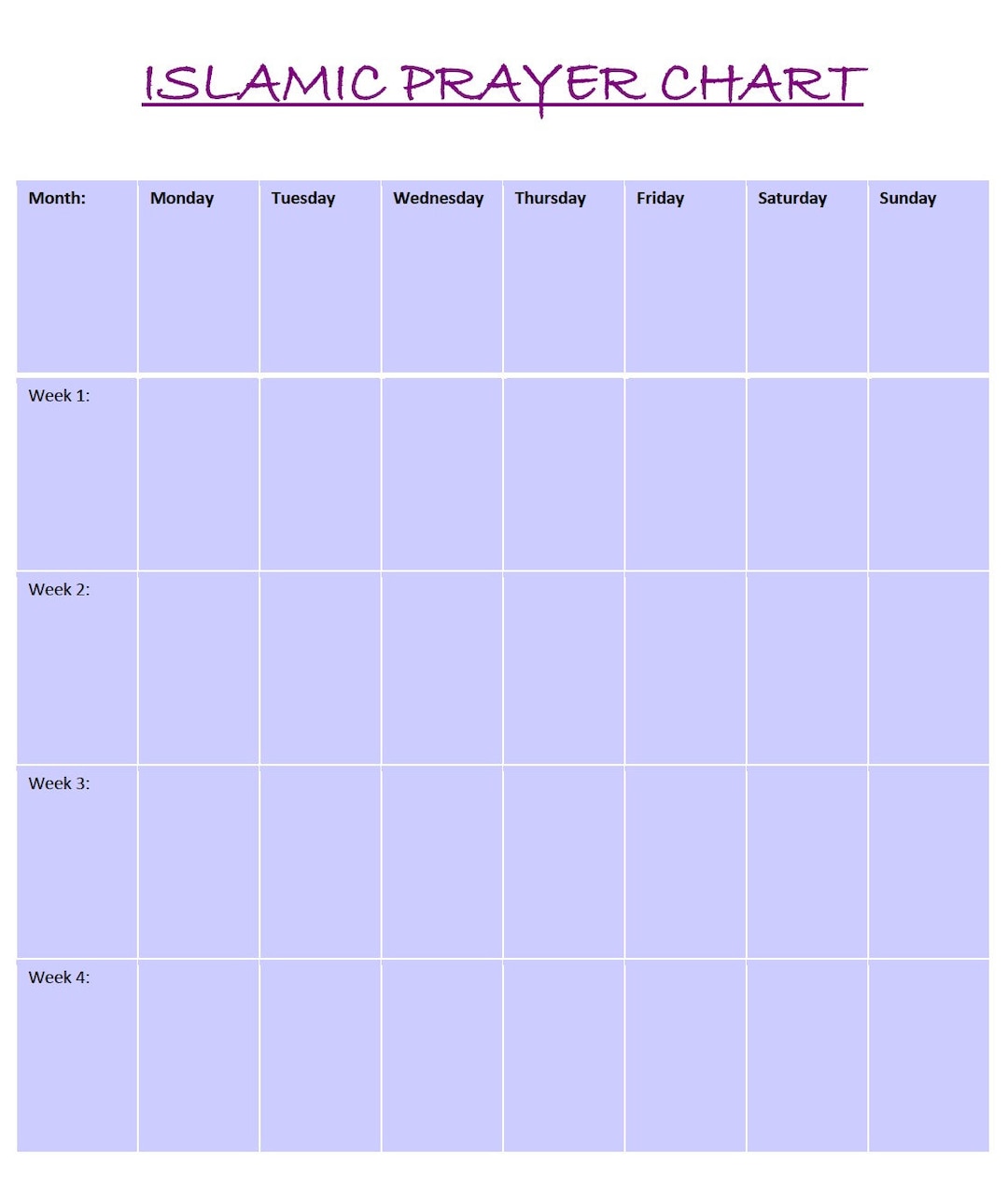 One Month Prayer Chart - Etsy