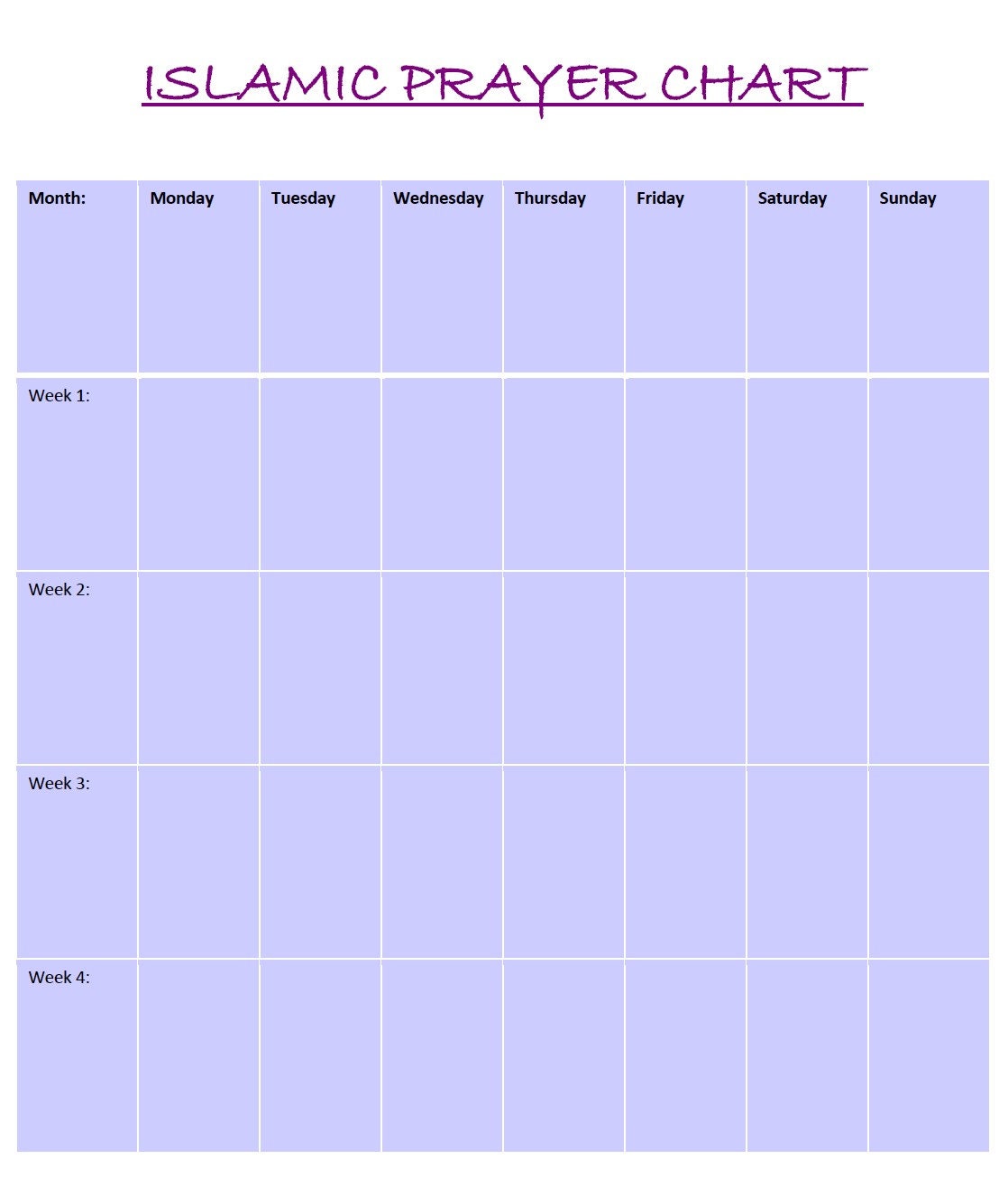 One Month Prayer Chart - Etsy