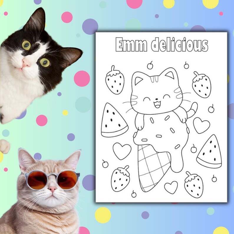 Meow, Cat Coloring Pages for Kids, Adult, Printable Coloring Book ...
