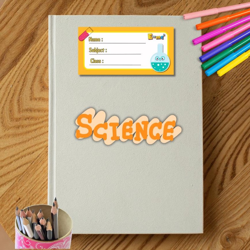 School Book Labels, Kids Name Stickers (digital Download) - Etsy
