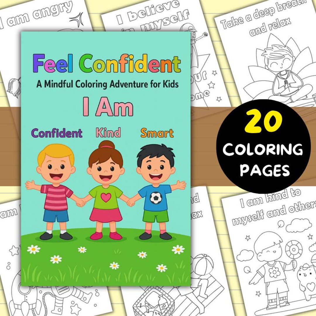 Feel Confident Coloring Pages for Kids, Mindful Printable Activity ...