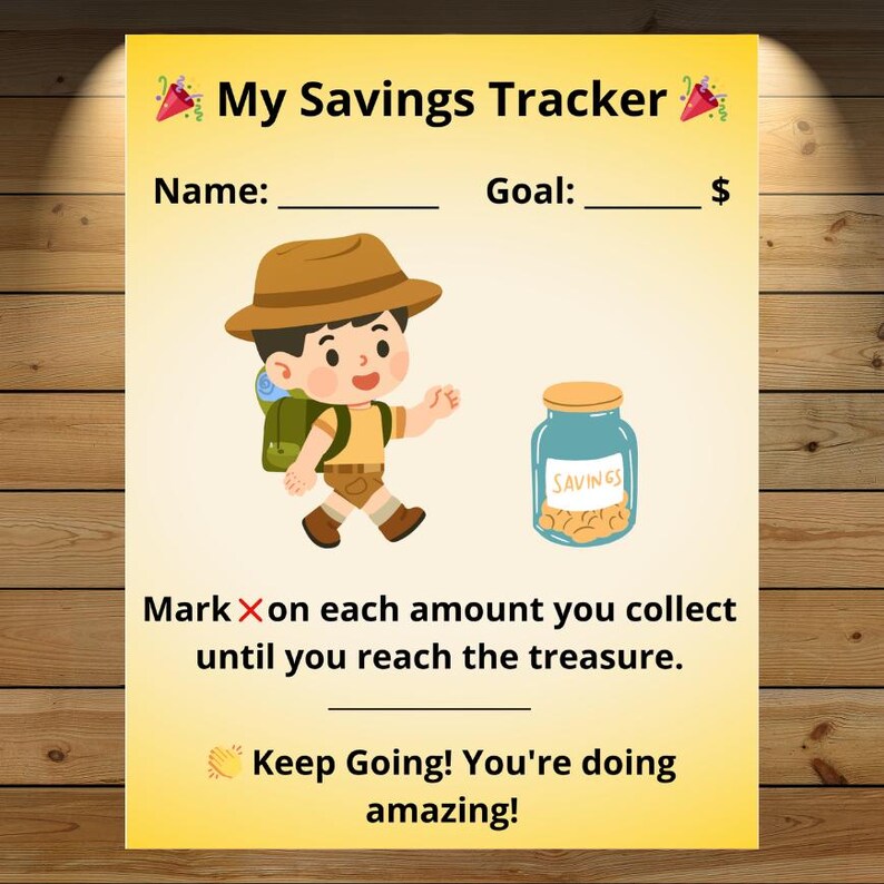 Kids Savings Tracker Printable, Easy Goal Treasure Map Chart + Jar ...