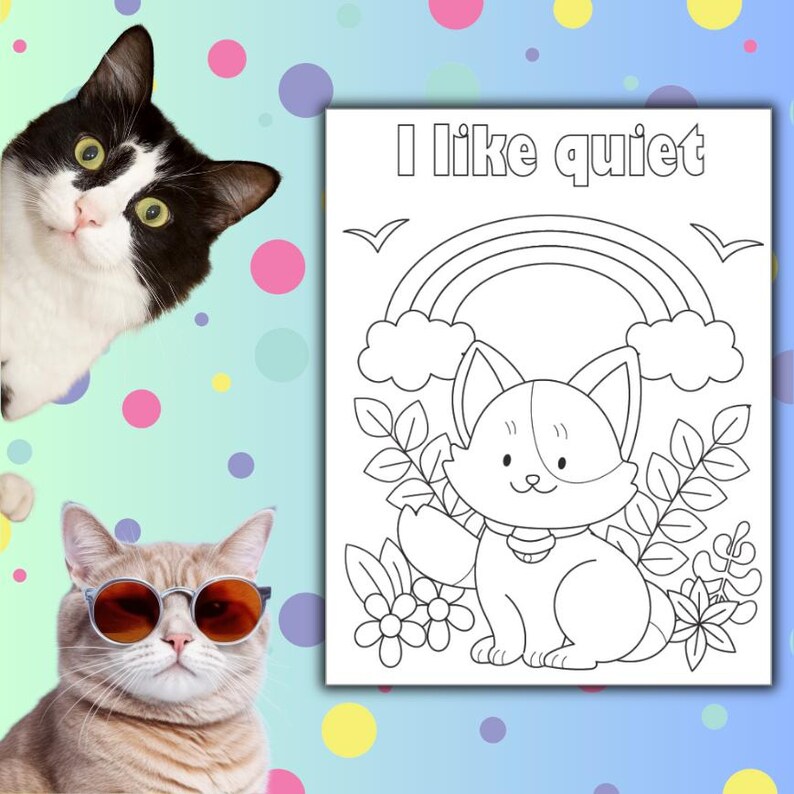 Meow, Cat Coloring Pages for Kids, Adult, Printable Coloring Book ...
